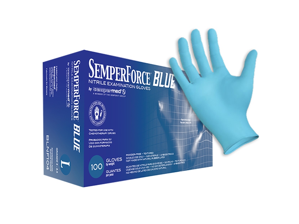 SemperForce BLUE NITRILE Exam Powder-Free - 100/box, 10 boxes/case ...